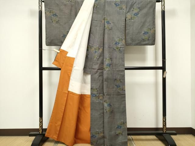 平和屋着物○本場大島紬 白大島 9マルキ 色紙花文 正絹 逸品 AAAU0151np