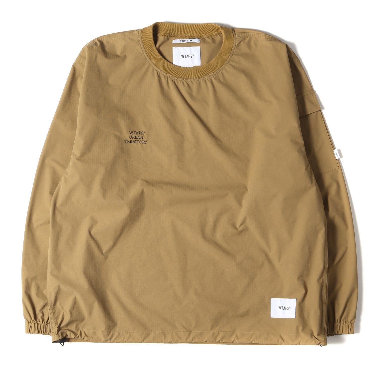 美品 WTAPS ダブルタップス ストレッチ リップストップ プルオーバー スモック SMOCK / LS / POLY.RIPSTOP 22SS ベージュ L トップス 長袖 カジュアル ...