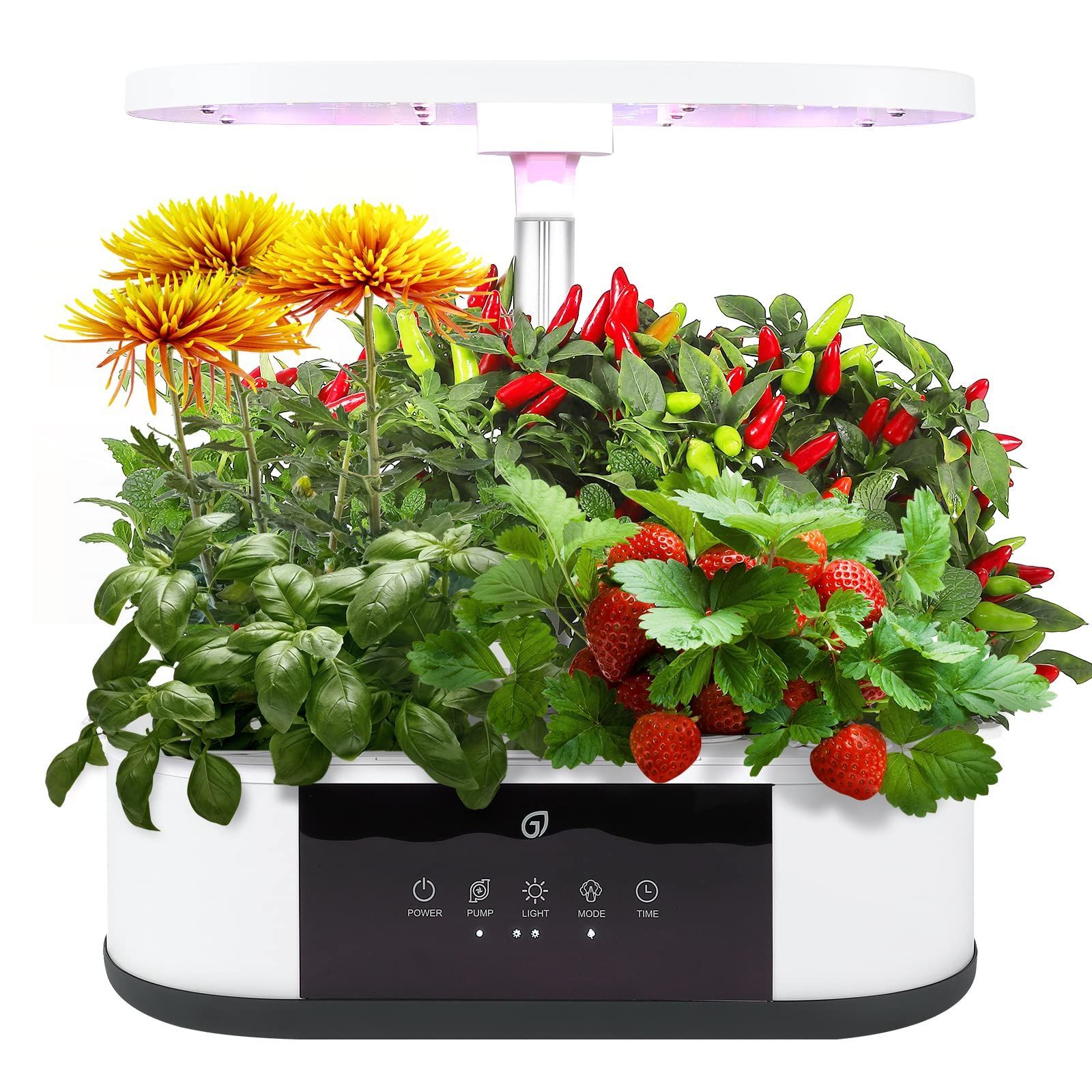 GS1 Mini JustSmart 水耕栽培キット 室内 水耕栽培 おしゃれ 家庭菜園 キット LEDライト付き 自動水循環システム搭載 高さ調節 循環式ポンプ タイマー機能付 GS1 ...