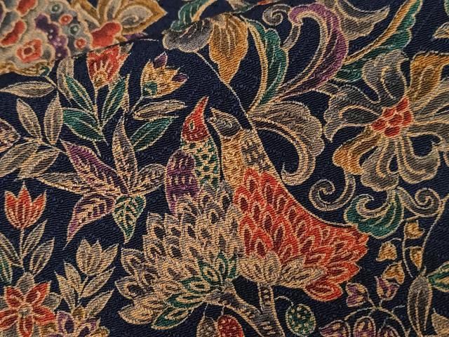 平和屋着物▽上質な小紋 単衣 花鳥風景文 正絹 逸品 DAAS0256az