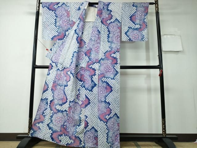 平和屋着物∴夏物 浴衣 有松鳴海絞り 流水舞菊文 綿 逸品 CAAW1000ng