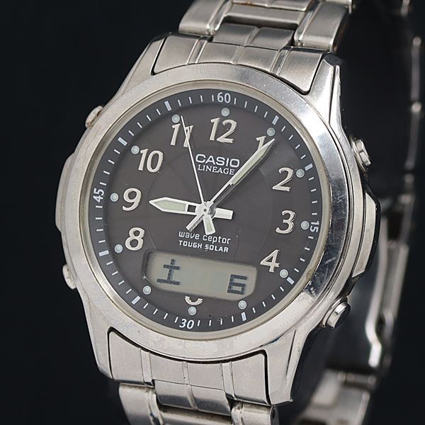 稼動 カシオ ウェーブセプター 電波ソーラー LINEAGE LCW-100 ブラック文字盤 デジタル メンズ腕時計 KMR 2000000 ...