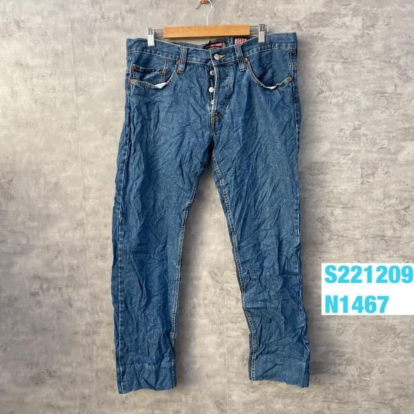 【中古】DOMPLICES ブルー スリムストレート ボタンフライ デニムジーンズパンツ 46 実寸W37in 200029 USA 海外輸入 ...