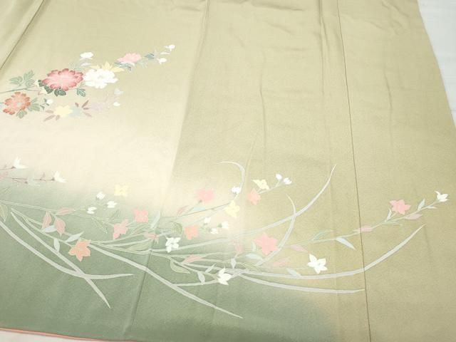 平和屋着物○訪問着 友禅 枝花文 暈し染め 正絹 逸品 CAAZ0960vf