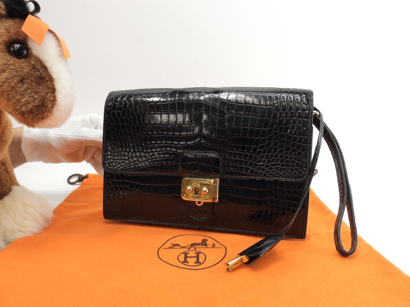 エルメス ジェット クロコダイル 黒 セカンドバッグ クラッチ エルメス ジェット クロコダイル 黒 セカンドバッグ クラッチ