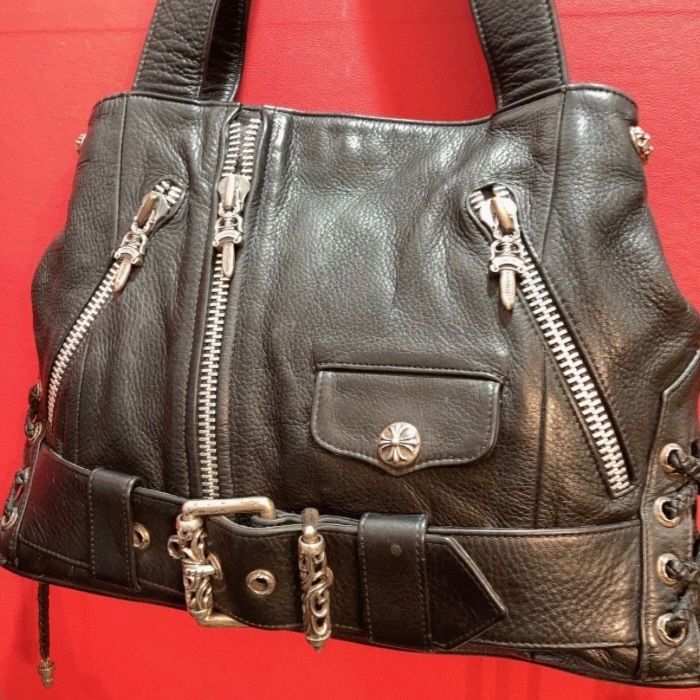 【珍品】☆ クロムハーツ ChromeHearts JJ DEAN SMALL JJディーン スモール レザーライダース ハンドバッグ ...