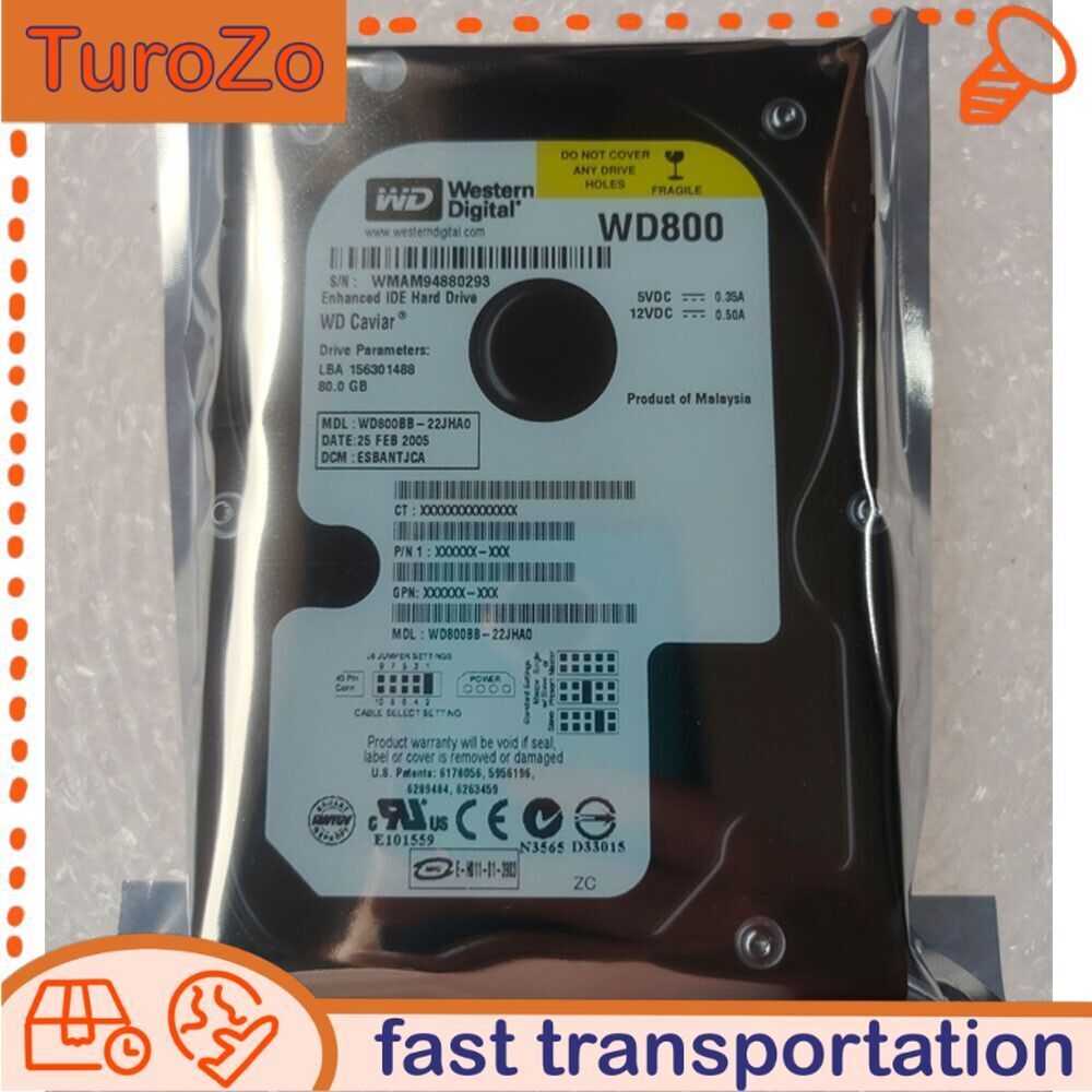 Western Digital WD800BB 80GB 7200RPM ATA/100 IDE PATA Desktop 3.5 HDD ...