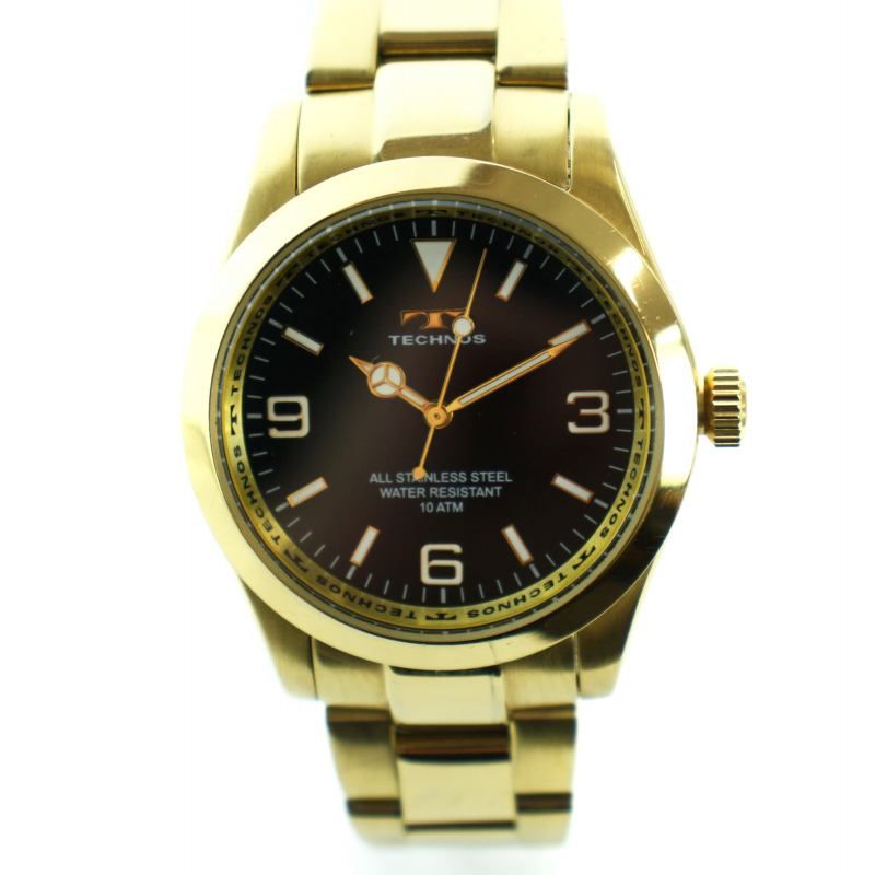 テクノス TECHNOS 腕時計 ウォッチ クォーツ ロゴ 黒文字盤 ゴールド色 T2135 GY18 /MQ - メルカリ