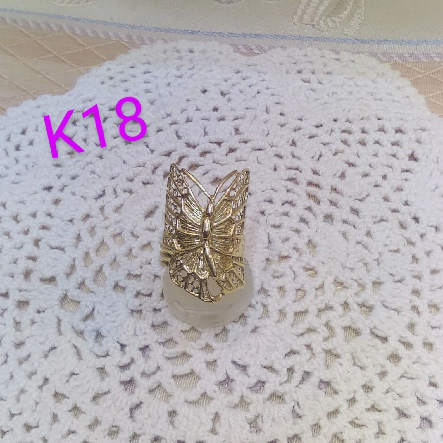 K18 バタフライリング - メルカリ