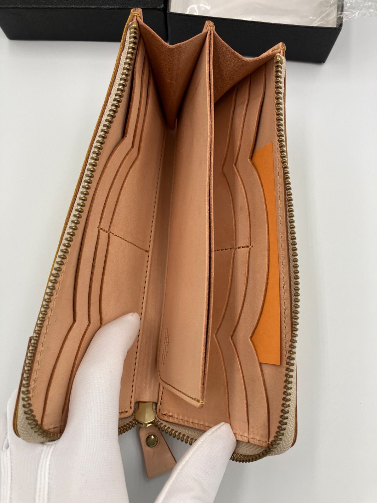 ヌメ革 長財布 made in underground osaka.japan イエロー レディース