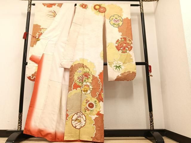 平和屋着物□豪華振袖 刺繍 御所車花文 金銀糸 金彩 正絹 逸品 AAAV6347sw