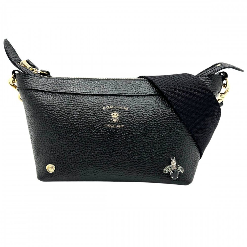 エーディーエムジェイ ショルダーバッグ レディース ボトムアクセント THE BEE 肩掛け 斜め掛け かばん 鞄 ADMJアクセソワ レザー ブラック 黒 ゴールド金具 美品【中古品】 - メルカリ