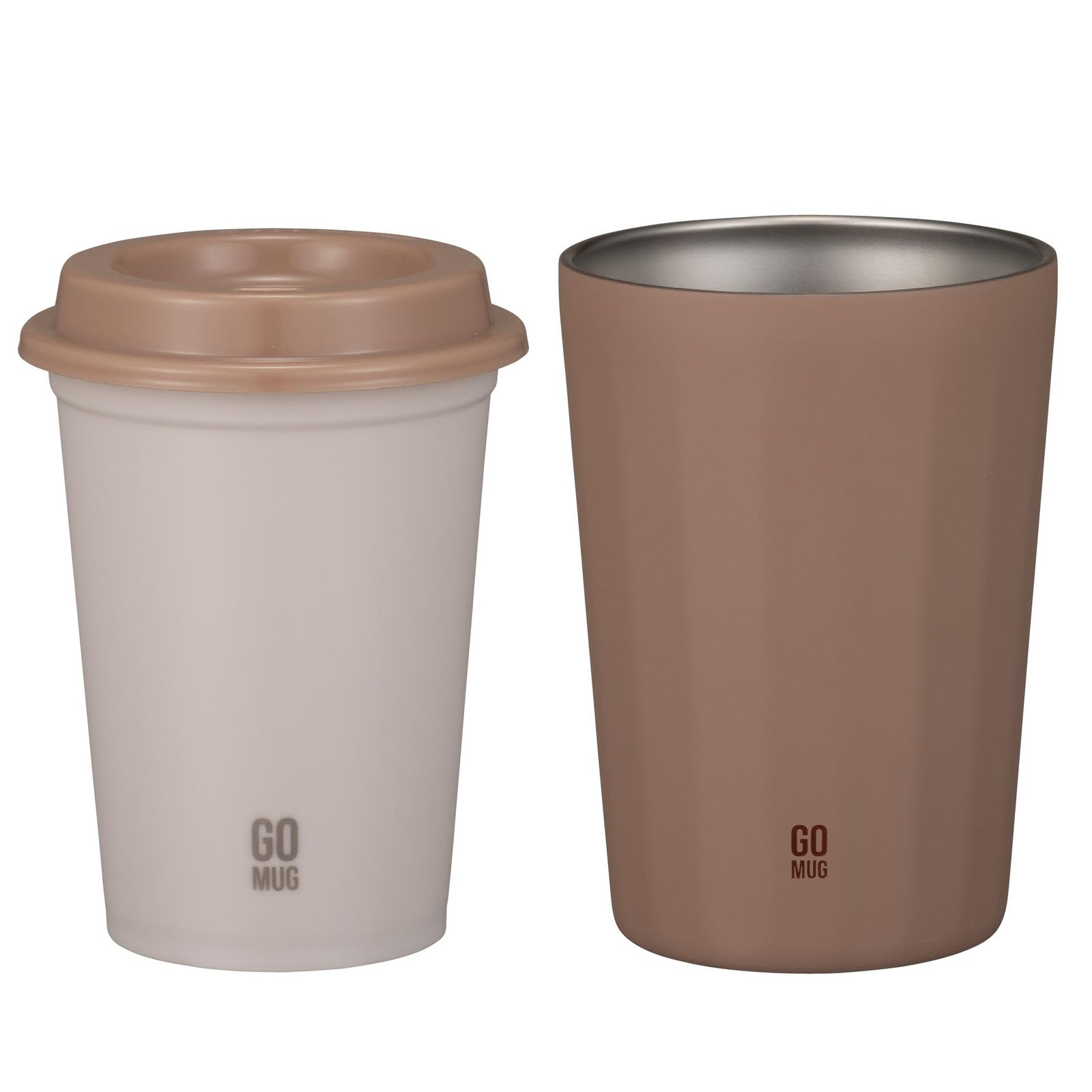 【人気商品】コンビニ コーヒーカップ ゴーマグカップセットM モカ セット 380ml] [食洗機対応 CAFE インナーカップ + 460ml] 2層構造 GOMUG [真空断熱 ステンレス ...