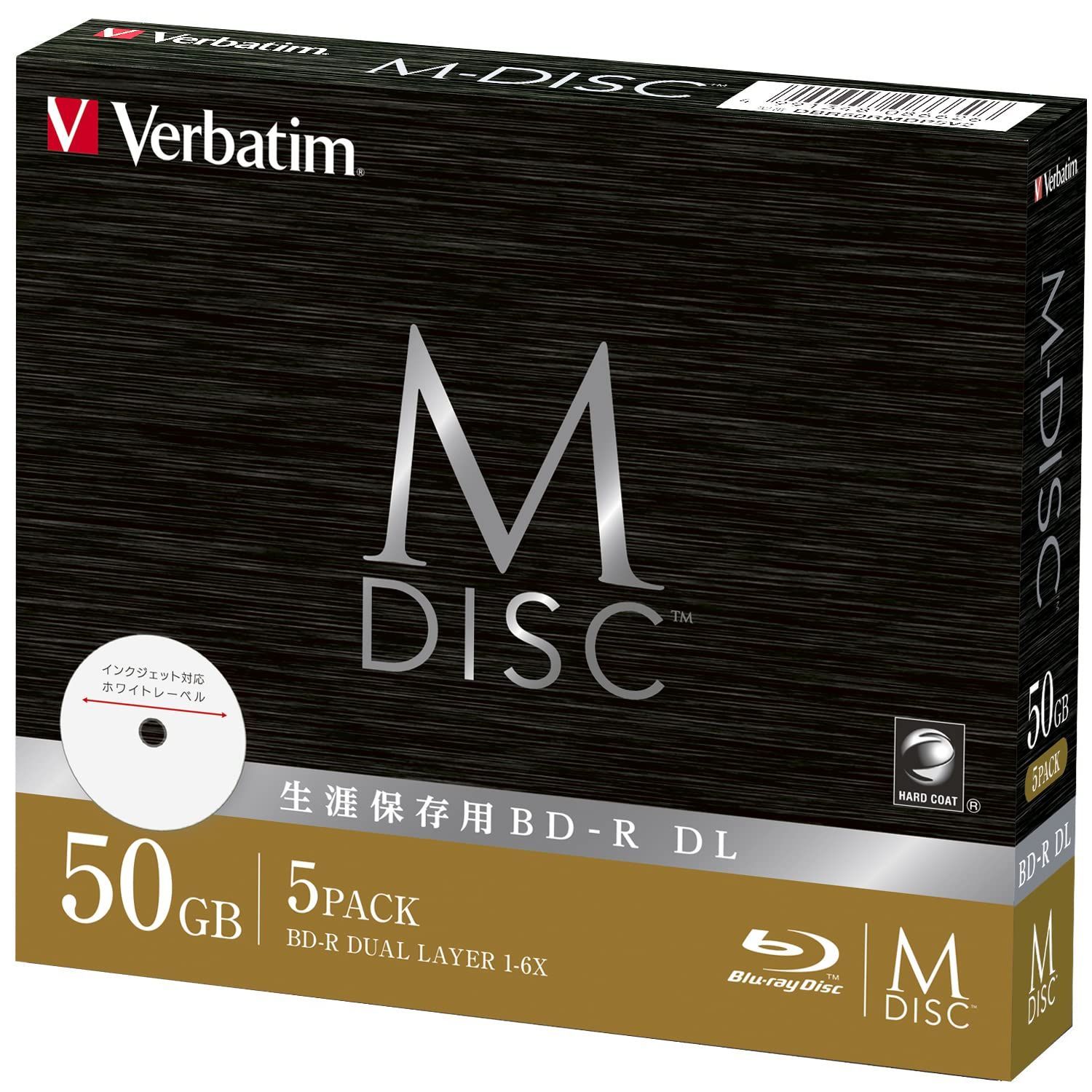 【在庫処分】M-DISC 長期保存 BD-R DL 1回記録用 Verbatim 1-6倍速 50GB 5枚 バーベイタム 印刷対応ホワイト ...
