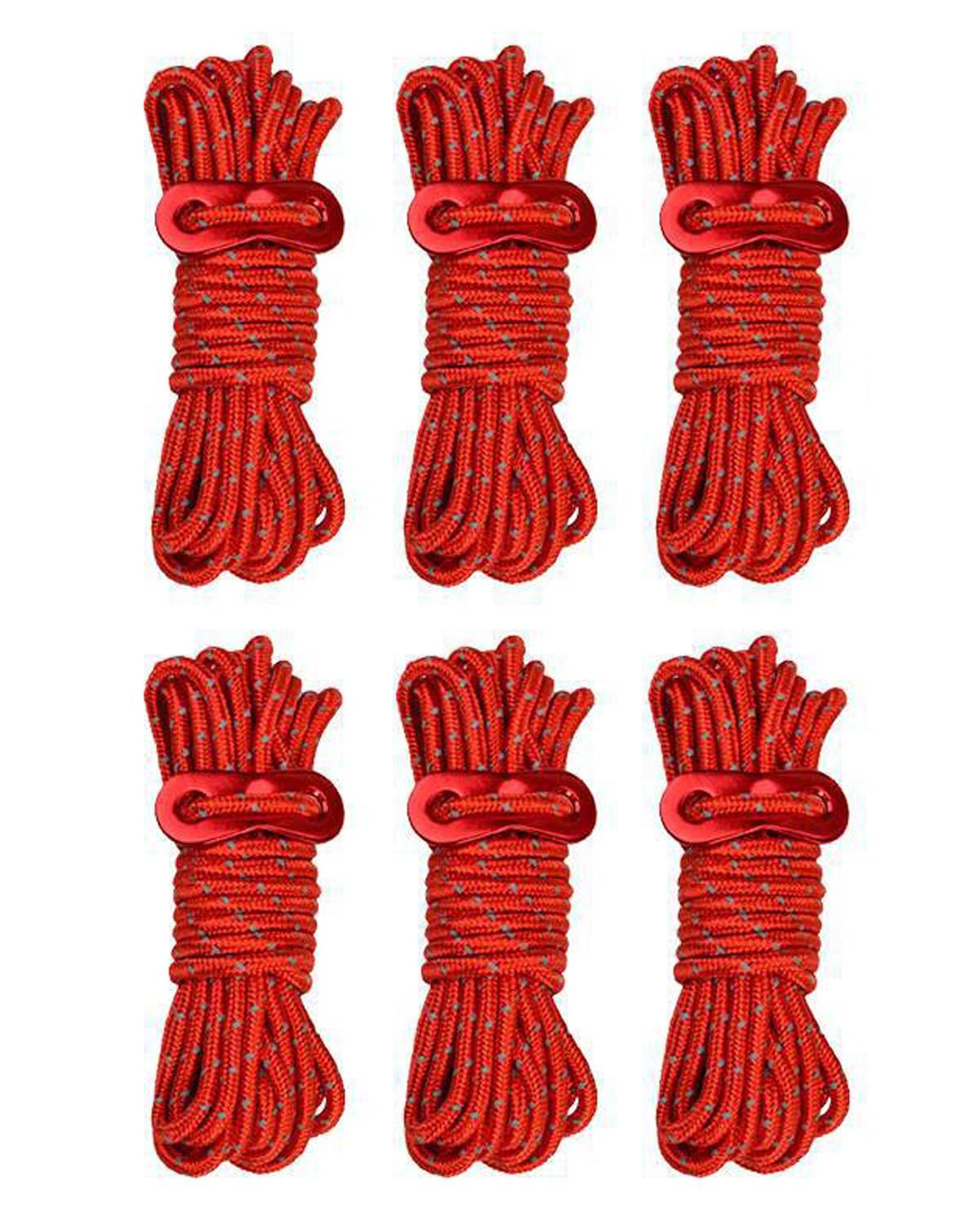 速発送L テントロープ 4mm * 4m 耐荷重200G ガイロープ パラコード ロープ ガイライン タープロープ 反射材 自在金具付き キャンプ ウトド 物干しざお 6本セットレッド - メルカリ