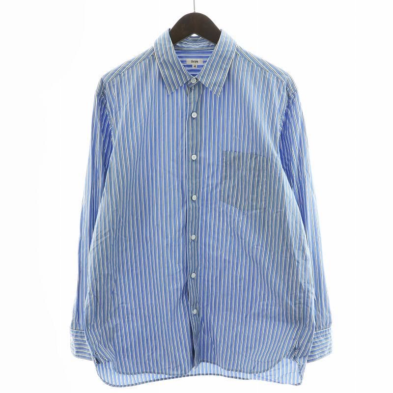 サイ SCYE Striped Cotton Poplin Big Shirt ストライプ ポプリン ビッグシャツ 長袖 40 L 水色 ライトブルー 白 ホワイト 1121-31070 ...