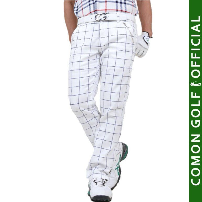 新品【COMONGOLF/コモンゴルフ】カツラギストレッチ素材美脚総柄ゴルフパンツ/ホワイトウィンドウペン(CG-NF1702)ゴルフウェア ...