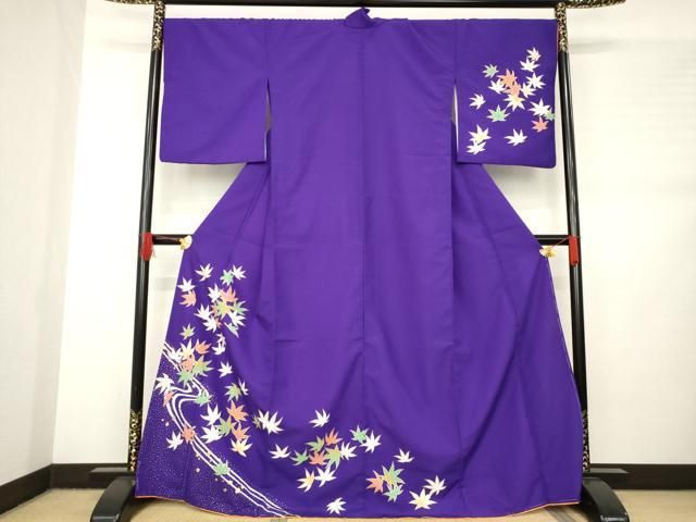 平和屋着物○訪問着 流水楓文 金彩 胴抜き仕立て 洗える着物