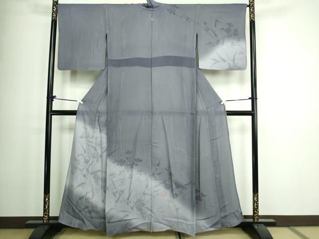 平和屋着物▽夏物 小紋 無双 紗袷 紗×絽 芝舞花文 正絹