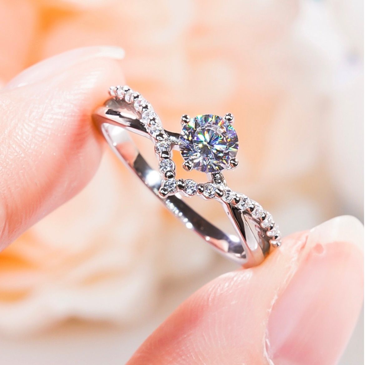ダイア指輪 モアサナイト 1.0ct リング プラチナ PT950鑑定書付き08 ダイア指輪 モアサナイト 1.0ct リング プラチナ PT950鑑定書付き08