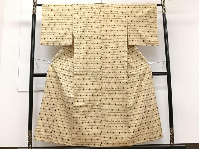 平和屋着物▽上質な紬 単衣 琉球絣文様 正絹 逸品 CAAT6617xi