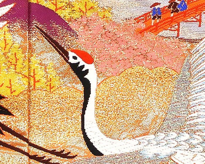 色打掛 正絹 舞鶴時代風景模様 打掛 花嫁衣裳 婚礼 良品 リサイクル