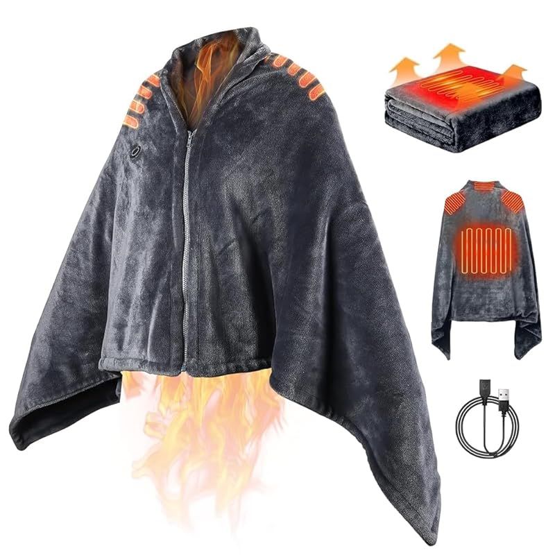 ISOJI 電気ひざ掛け 着る電気毛布【 150cm*80cm & USB給電】 電気毛布 3段階温度調整 肩掛け 膝掛け アウトドア テント泊用 省エネ 丸洗い可能 プレゼント/旅行 ...