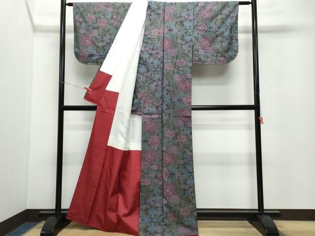 平和屋着物▽上質な色無地 単衣 洒落柿色 正絹 逸品 未使用