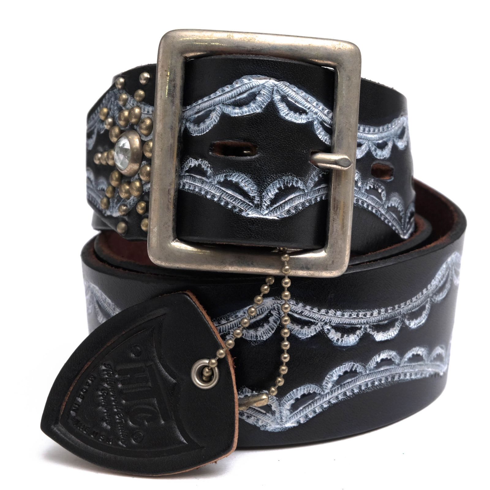 エイチティーシー／HTC ベルト ビジネス メンズ 男性 男性用レザー 革 本革 ブラック 黒 #Emb6 PT End Only 1.75 スタッズ - メルカリ