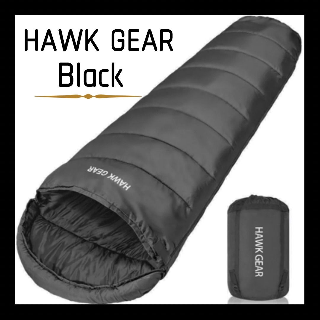 【ブラック】HAWKGEAR おまけ付き ホークギア 寝袋 シュラフ マミー型 キャンプ - メルカリ