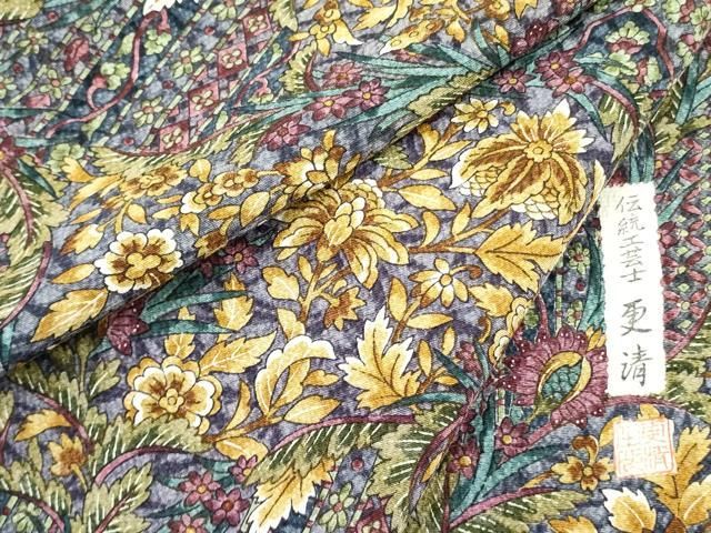 平和屋着物○伝統工芸士 更清 小紋 更紗唐草文 正絹 逸品 DAAP7897yyy