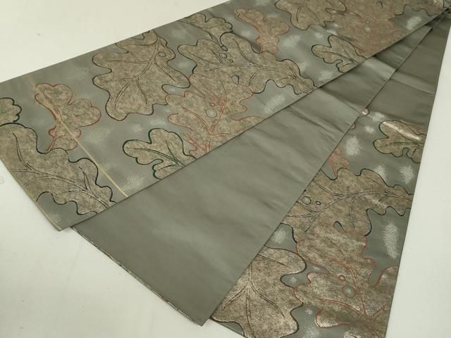 平和屋着物○西陣 白綾苑大庭 六通柄袋帯 舞葉文