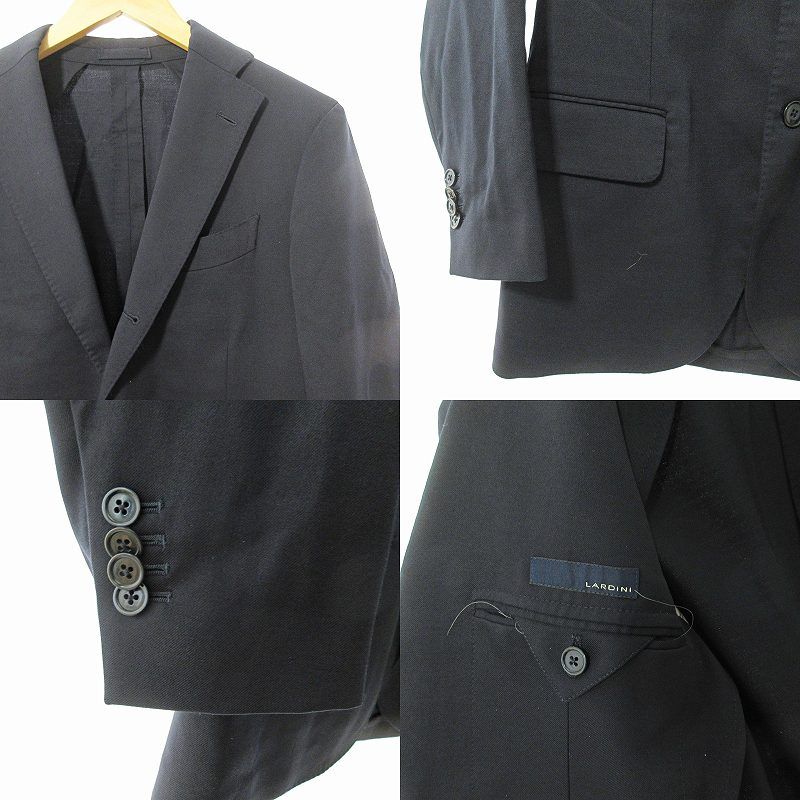 ラルディーニ LARDINI セットアップ スーツ 3B 段返り サイドベンツ 重ねボタン ウール ストレッチ 46 紺 ネイビー JA319AQ-11 0602 IBO71 - メルカリ