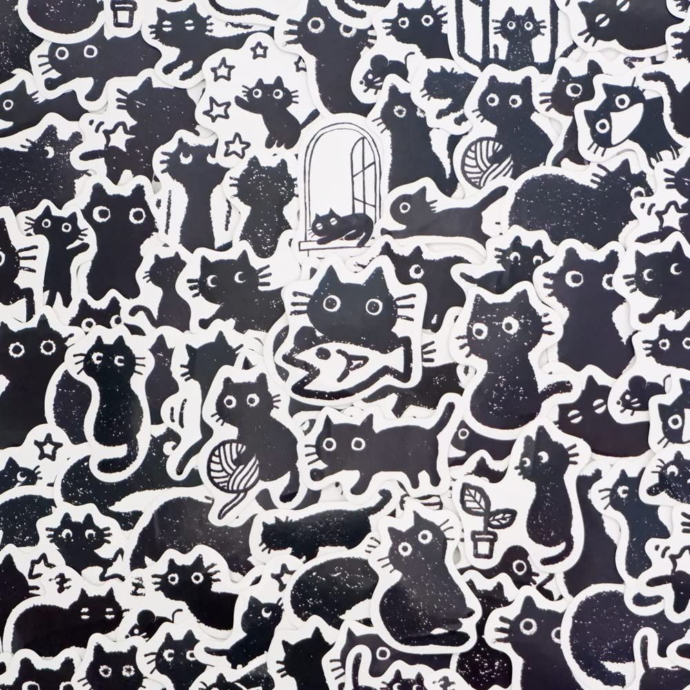 【数量限定】大量100枚セット 手帳 日記 アルバム フレークシール 手作り シール ステッカー hanairo おしゃれ (黒猫) - メルカリ