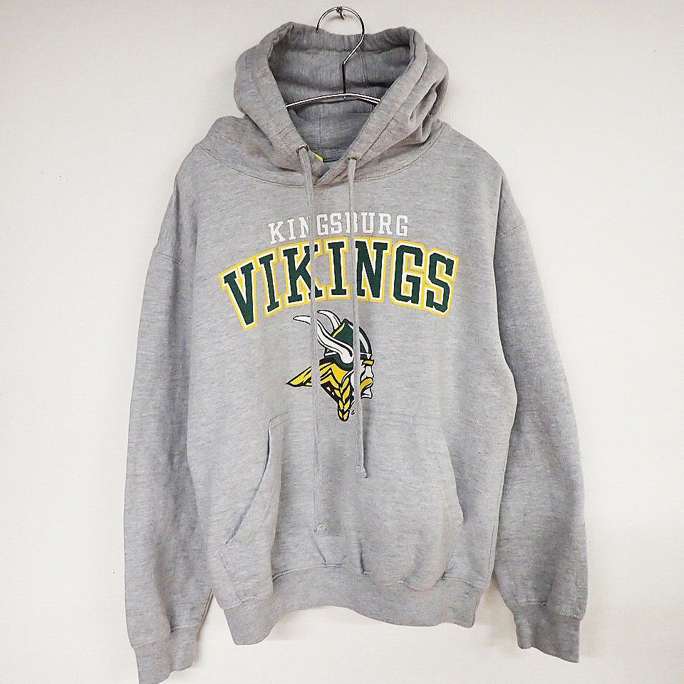 RB1-015【スウェットパーカー】KINGSBURG VIKINGS★カレッジ★ゲーム チーム ロゴ★フットボール★グレー系 霜降り★USA 古着 ビンテージ - メルカリ