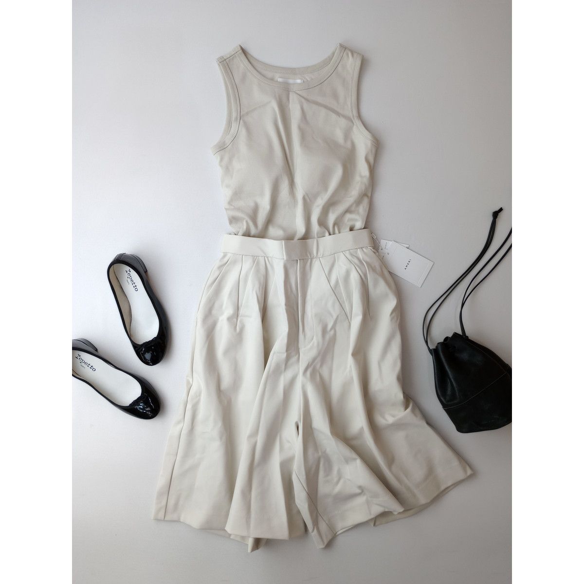 新品 otona MUSE × AMERI アメリ OTONA HALF PANTS WITH TANK SETUP タンクトップ ハーフパンツ セットアップ ノースリーブ M (90K ...