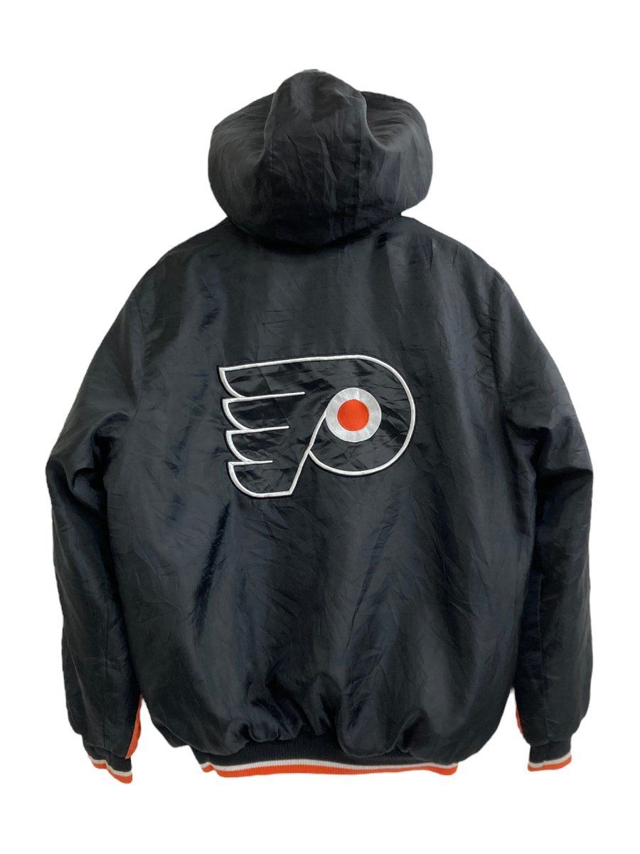 G3 (GⅢ Gスリー) NHL FLYERS フィラデルフィア フライヤーズ 中綿ジャケット 黒×オレンジ M 90s 古着 メンズ/004 ...