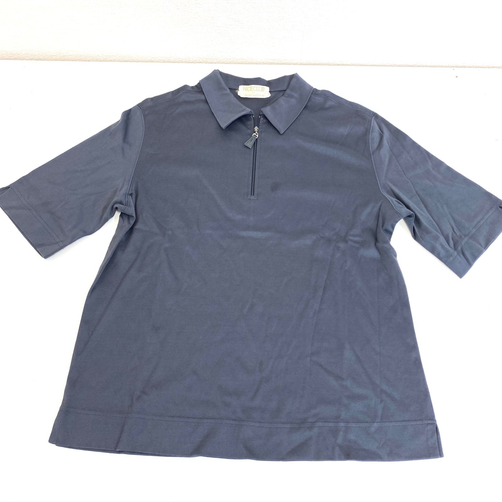 MIMOMODA ミモモーダ トップス 半袖 ポロシャツ ハーフジップアップ サイズ40 ネイビー - メルカリ