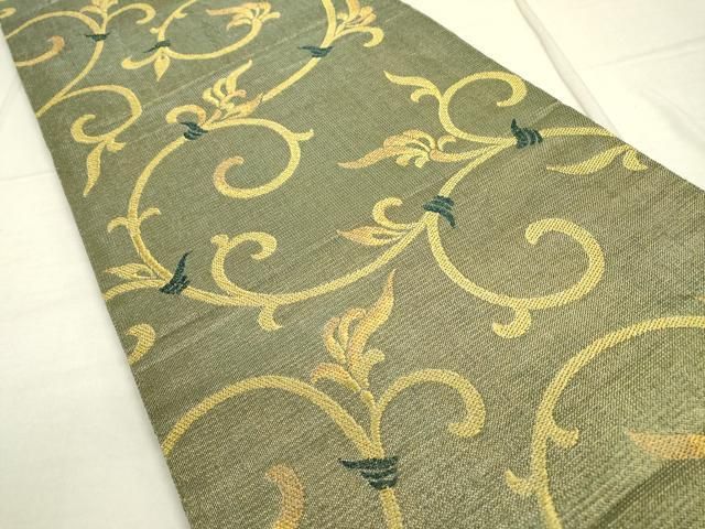 平和屋着物●両面　六通柄袋帯　唐草文　金糸　正絹　逸品　DAAR0781fe 平和屋着物○両面 六通柄袋帯 唐草文 金糸 正絹 逸品 DAAR0781fe