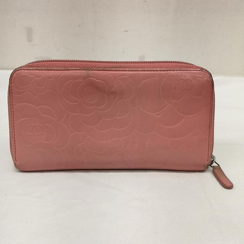 CHANEL シャネル 財布 長財布 カメリア ピンク レザー CHANEL シャネル 財布 長財布 カメリア ピンク レザー