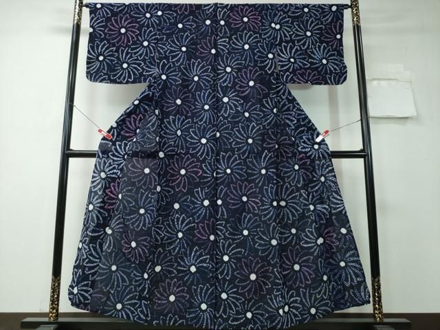 平和屋着物∴夏物 浴衣 有松鳴海絞り 舞花文 綿 逸品 CAAW5032dy