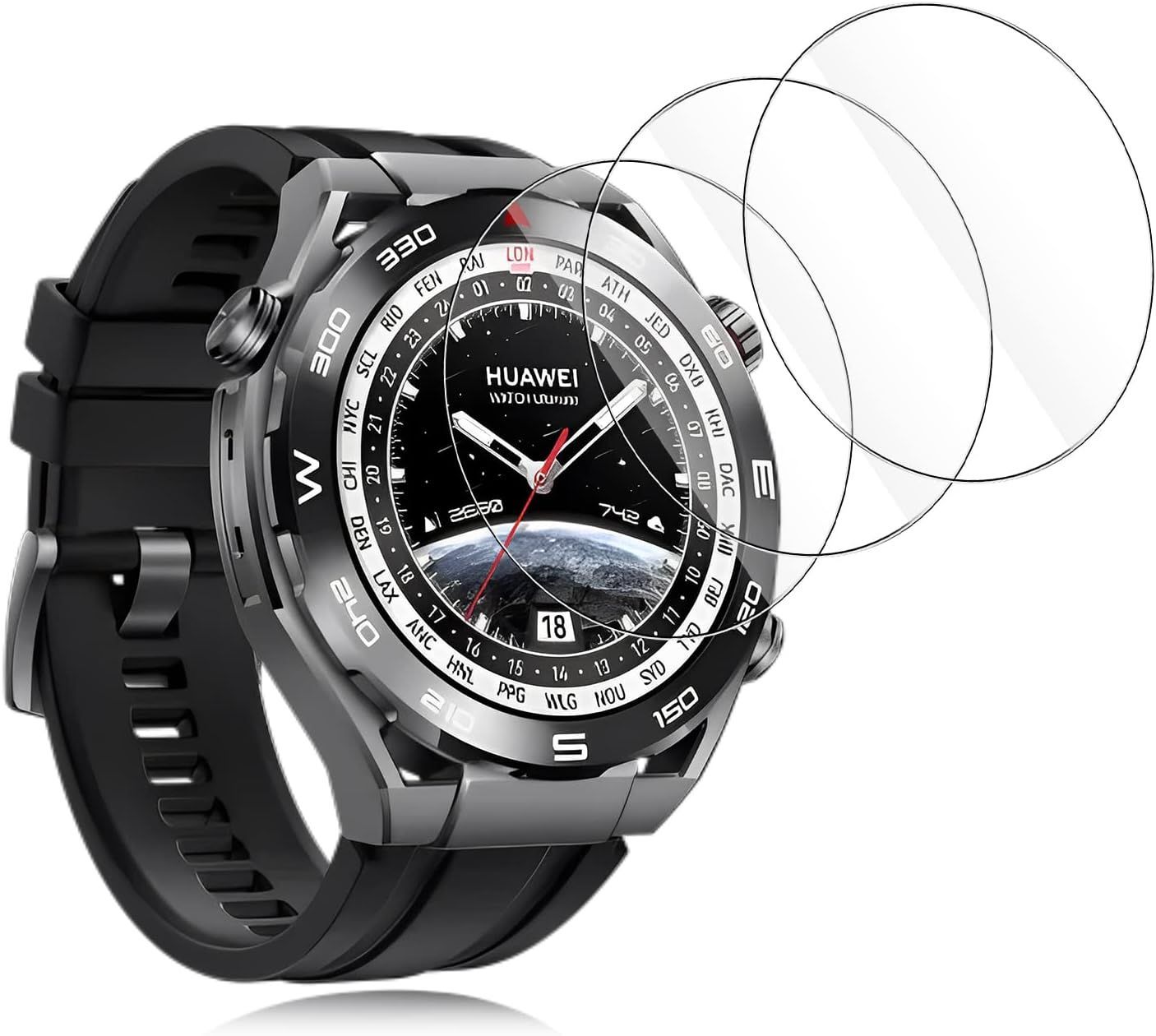 「3枚入り」YiOne For HUAWEI WATCH Ultimate ガラスフィルム(2枚) HUAWEI WATCH Ultimate ...