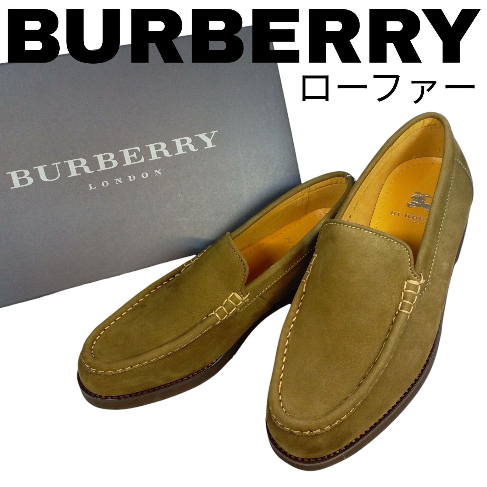 【新品未使用】BURBERRY LONDON バーバリー ロンドン ローファー スリッポン スエード カーキ 25cm EEE 3E タグ付き - メルカリ