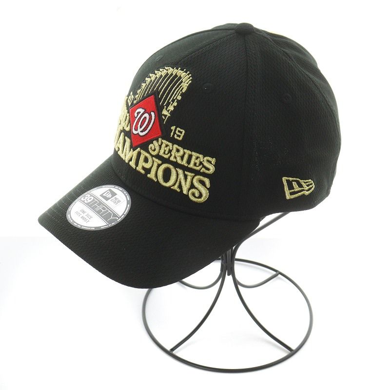 ニューエラ NEW ERA 39THIRTY キャップ 帽子 MLB ナショナルズ 2019年 ロゴ 刺繍 黒 ブラック GY30 /MQ ...