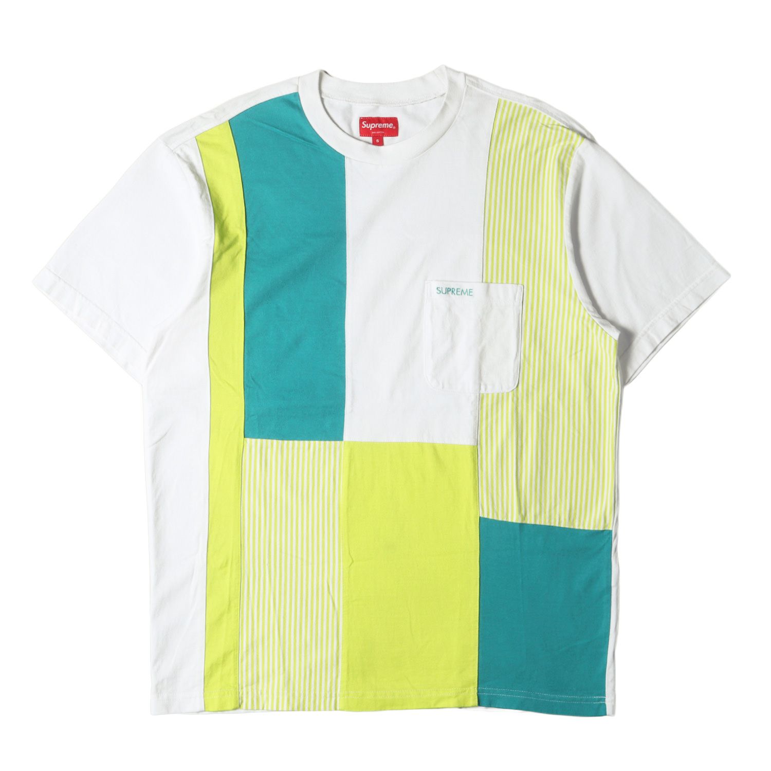 Supreme シュプリーム Tシャツ サイズ:S 20SS パッチワーク ポケット クルーネック 半袖Tシャツ Patchwork Pocket Tee ホワイト イエロー トップス ...
