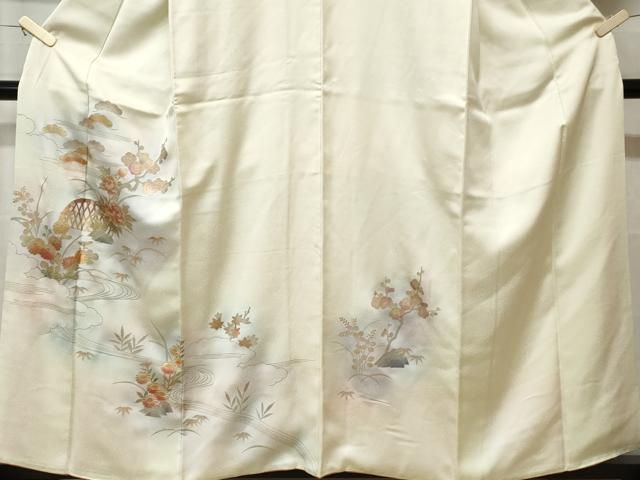 平和屋着物□訪問着 流水枝花文 暈し染め 金銀彩 正絹