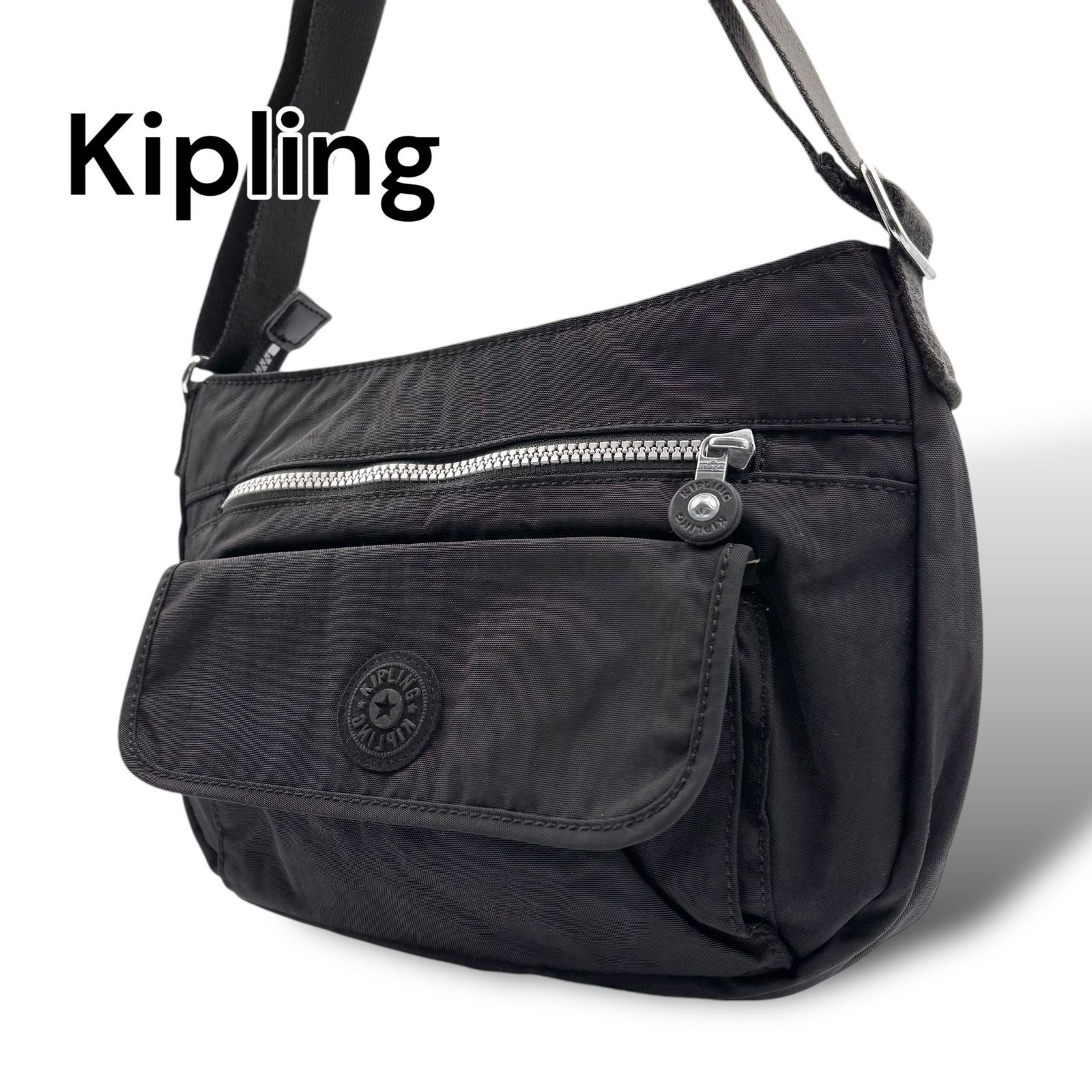 【美品】Kipling キプリング ショルダーバッグ ナイロン ブラック B177 - メルカリ