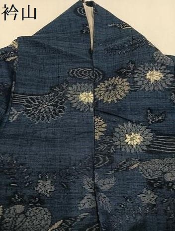 平和屋着物○小千谷紬 流水菊文 正絹 逸品 AAAZ1805ph