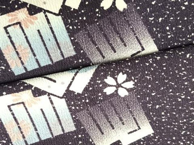 平和屋着物▽小紋 単衣 舞桜文 源氏香 洗える着物 AAAZ1530fy