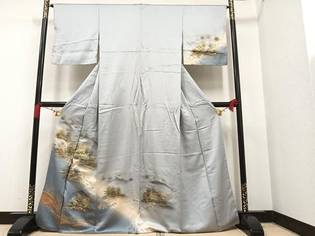 平和屋着物▽訪問着 単衣 御所車花文 暈し染め 金彩 正絹